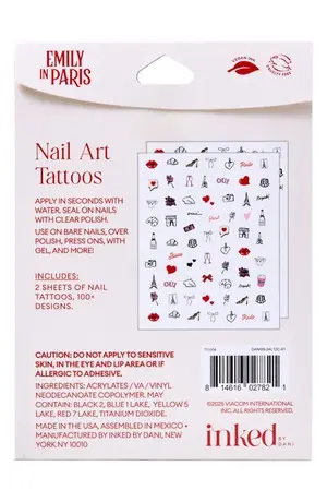 INKED BY DANI Emily In Paris Nail Art Temporary Tattoos - Multi