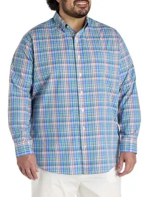 OAK HILL BY DXL Big & Tall Plaid Tech Sport Shirt - Multi