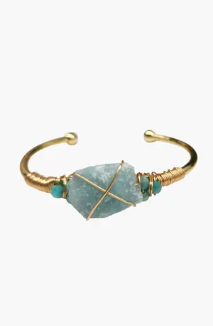 HUMANIST BEAUTY Gemstone Wire-Wrapped Bracelet Amazonite / Yellow Gold