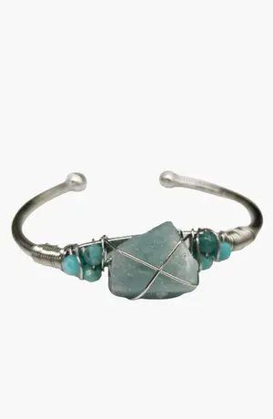 HUMANIST BEAUTY Gemstone Wire-Wrapped Bracelet Amazonite/white Gold