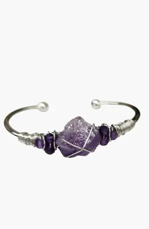 HUMANIST BEAUTY Gemstone Wire-Wrapped Bracelet Amethyst/white Gold