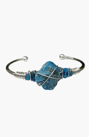 HUMANIST BEAUTY Gemstone Wire-Wrapped Bracelet Blue Apatite/white Gold