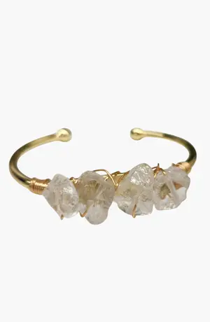 HUMANIST BEAUTY Gemstone Wire-wrapped Bracelet - Clear Quartz / Yellow Gold