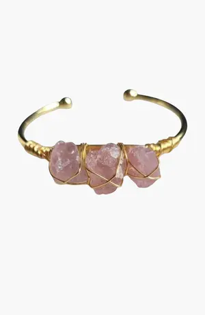 HUMANIST BEAUTY Gemstone Wire-Wrapped Bracelet Quartz /yellow Gold