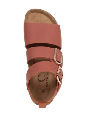 CELTIC & CO. Triple Strap Sandals - Cognac