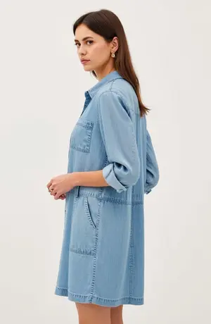 MODENAIRE Long-sleeve Denim Mini Dress