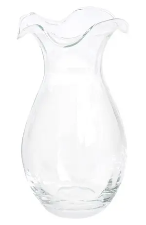 VIETRI Hibiscus Glass Vertical Fluted Small Vase - Clear