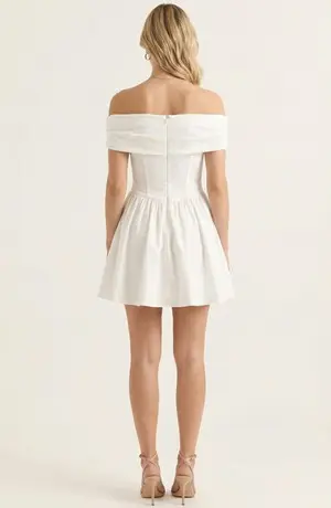 MODENAIRE Off-shoulder Mini Dress With Flowy Skirt