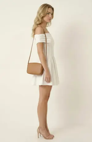 MODENAIRE Off-shoulder Mini Dress With Flowy Skirt