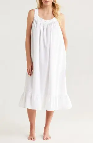 Nordstrom Cotton Shirting Nightgown - White