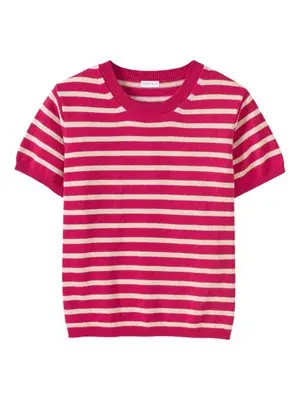 CELTIC & CO. Striped Knitted Crew Neck Tee
