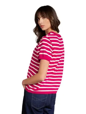 CELTIC & CO. Striped Knitted Crew Neck Tee