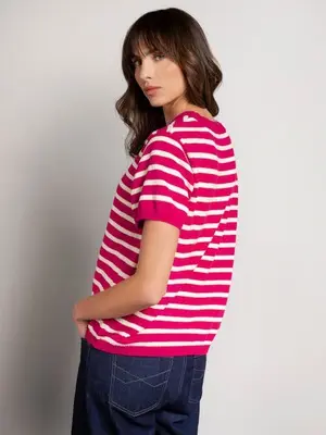 CELTIC & CO. Striped Knitted Crew Neck Tee