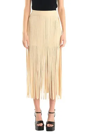 Endless Rose Knit Fringe Maxi Skirt - Light Beige