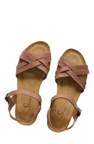 CELTIC & CO. Multistrap Flat Sandal - Rust Leather