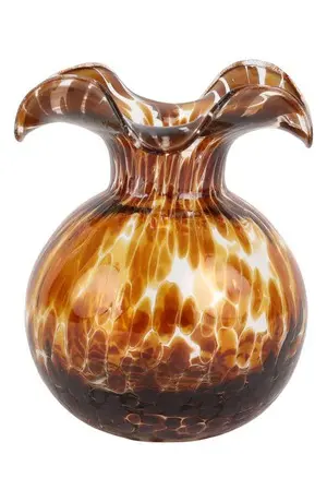 VIETRI Hibiscus Glass Tortoiseshell Bud Vase - Brown