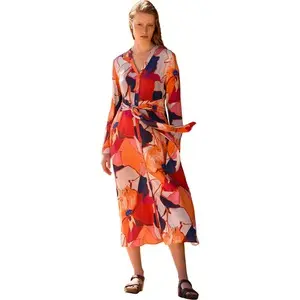 CELTIC & CO. Tie Front Midi Dress - Oge Abstract Floral