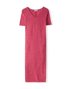 CELTIC & CO. Linen Blend V-neck Midi Dress - Raspberry Micro