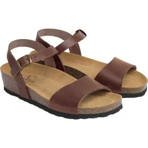 CELTIC & CO. Low Wedge Ankle Strap Sandals - Rust
