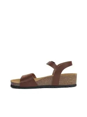 CELTIC & CO. Low Wedge Ankle Strap Sandals - Rust