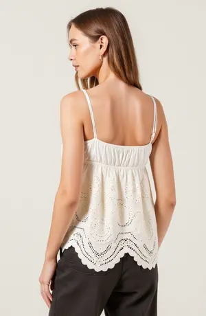 MODENAIRE Eyelet Hem Cotton Camisole