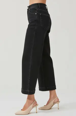 MODENAIRE High-waist Wide-leg Cropped Jeans
