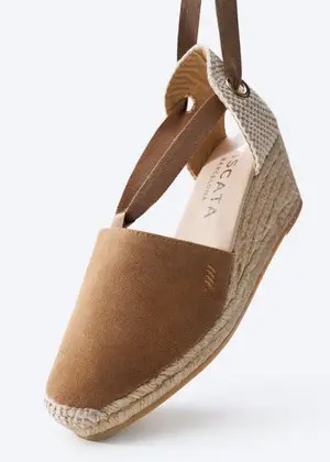 VISCATA Fosca Suede Espadrille Wedges - Camel