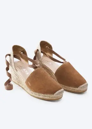 VISCATA Fosca Suede Espadrille Wedges - Camel