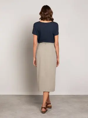 CELTIC & CO. Twill Midi Skirt - Stone