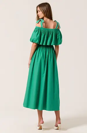 MODENAIRE Off-shoulder Ruffle Midi Dress