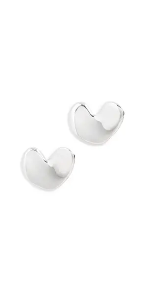 Agmes Sculpted Heart Stud Earrings - Silver