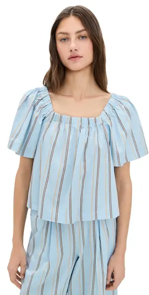 Stateside Column Stripe Poplin Swing Top