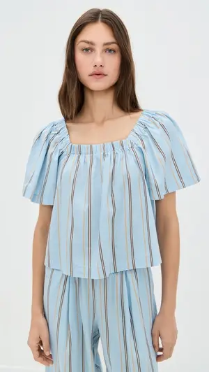 Stateside Column Stripe Poplin Swing Top