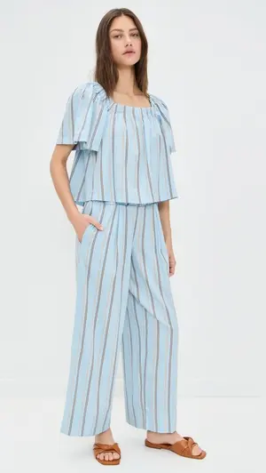 Stateside Column Stripe Poplin Swing Top
