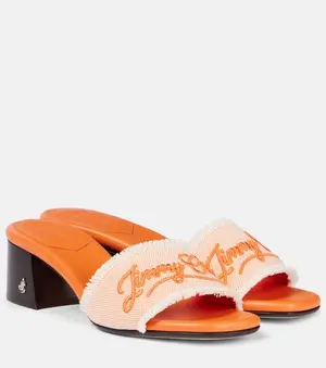 JIMMY CHOO Joa 45 Embroidered Mules - Orange