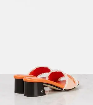 JIMMY CHOO Joa 45 Embroidered Mules - Orange