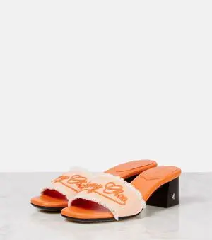 JIMMY CHOO Joa 45 Embroidered Mules - Orange