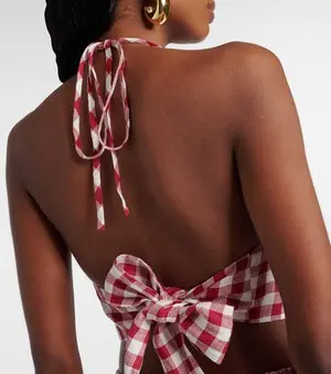 Asceno Marseille Gingham Linen Crop Top