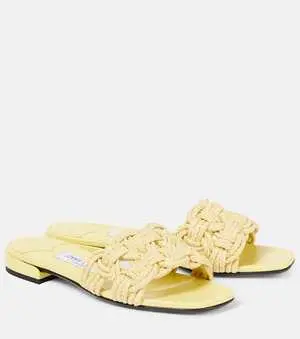 JIMMY CHOO Chara Woven Raffia Sandals - Yellow