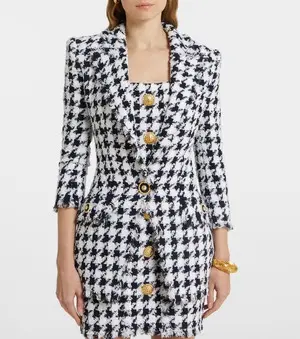 Balmain Houndstooth Tweed Blazer