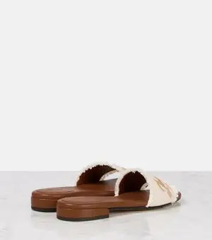 JIMMY CHOO Joa Embroidered Canvas Slides