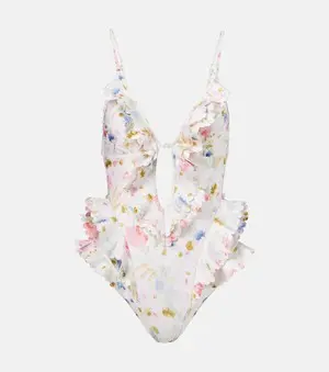 Zimmermann Floral Ruffled One Piece Swimsuit - Multicoloured