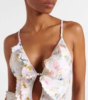 Zimmermann Floral Ruffled One Piece Swimsuit