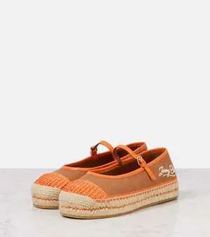 JIMMY CHOO Aciel Leather-trimmed Canvas Espadrilles - Orange