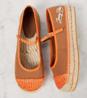 JIMMY CHOO Aciel Leather-trimmed Canvas Espadrilles - Orange