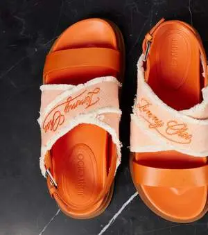 JIMMY CHOO Joa Canvas And Leather Sandals - Orange