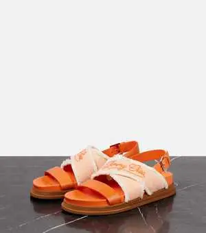 JIMMY CHOO Joa Canvas And Leather Sandals - Orange