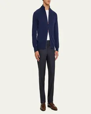 Kiton 15 Micron Flat-front Trousers - Navy