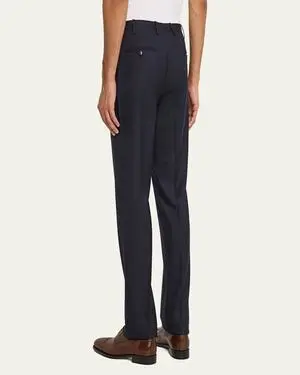 Kiton 15 Micron Flat-front Trousers - Navy