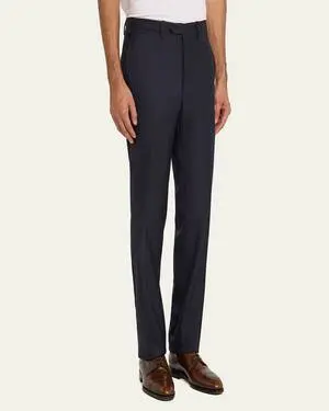 Kiton 15 Micron Flat-front Trousers - Navy